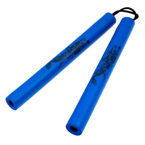 Practice Nunchaku Nunchucks w/Dragon Foam Blue 12" (String)